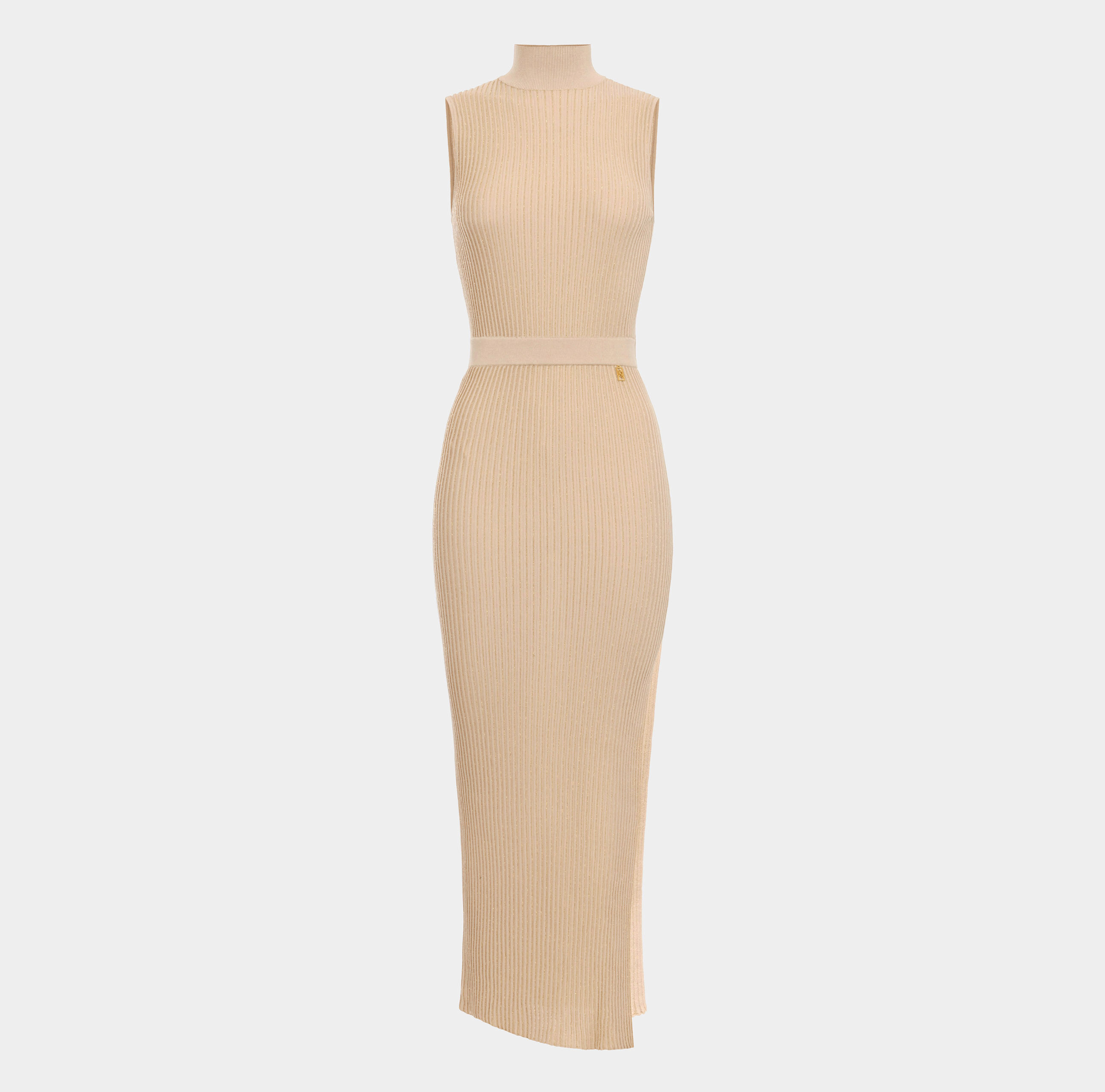 Lurex and viscose narrow-ribbed midi dress | Elisabetta Franchi® Outlet