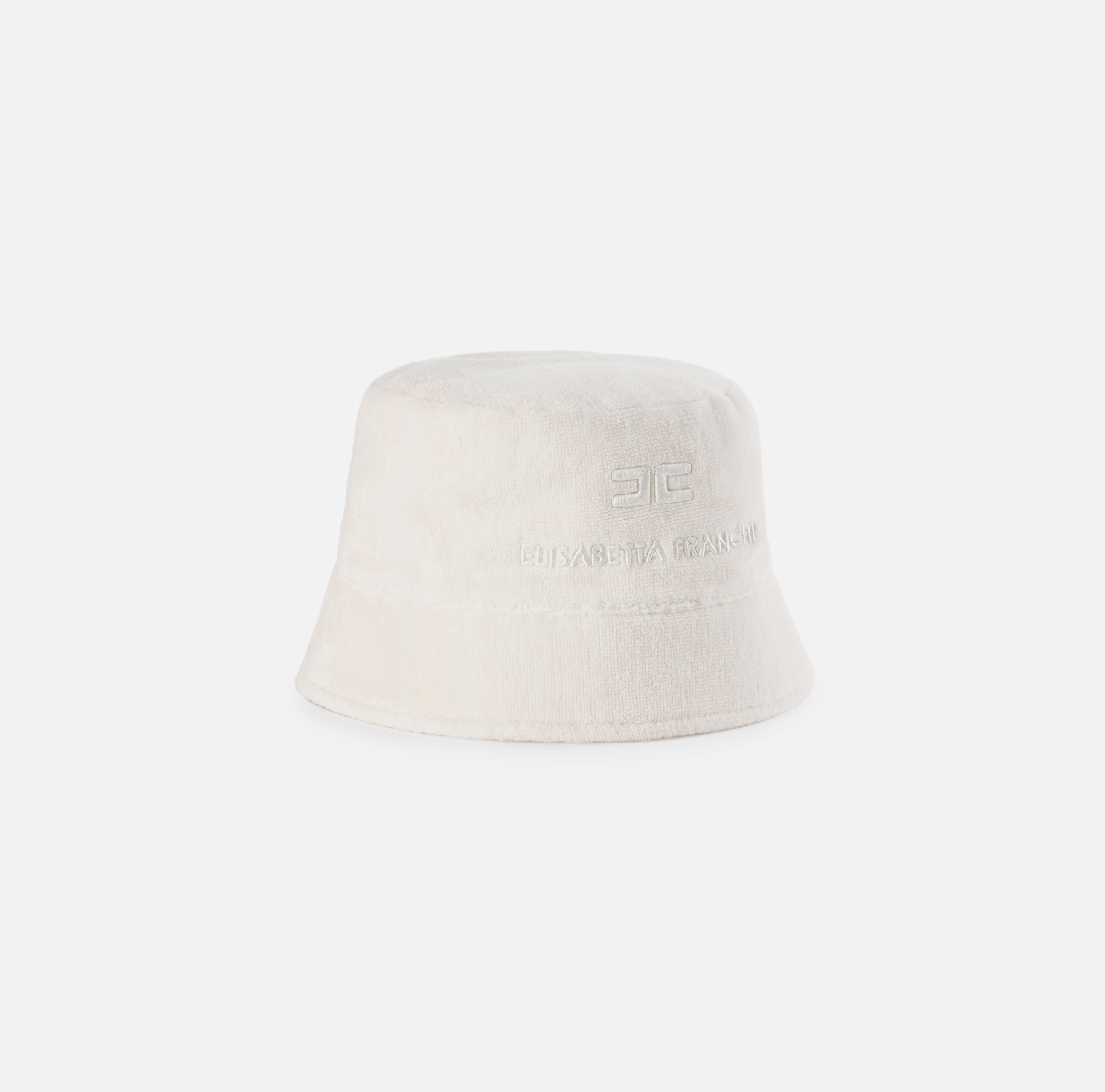 Bucket hat made of cotton terry with logo | Elisabetta Franchi® Outlet