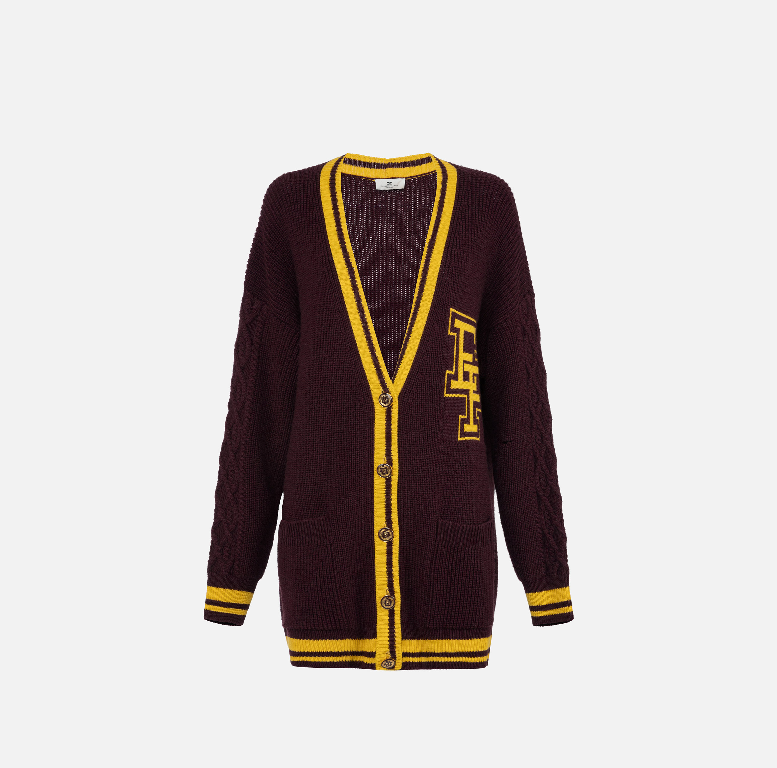 College-style wool cardigan | Elisabetta Franchi® Outlet