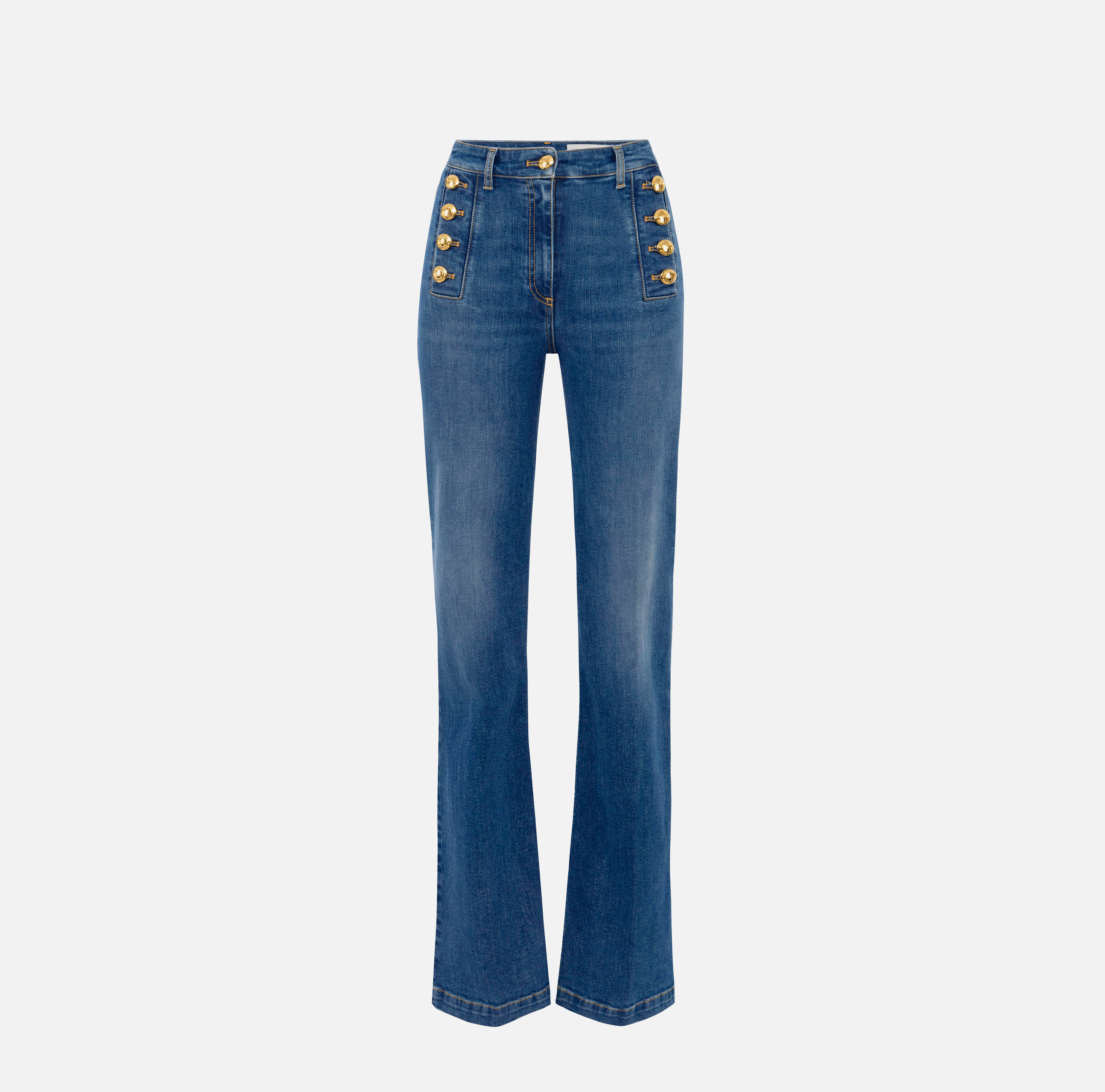 Bell-bottom jeans with row of buttons | Elisabetta Franchi® Outlet
