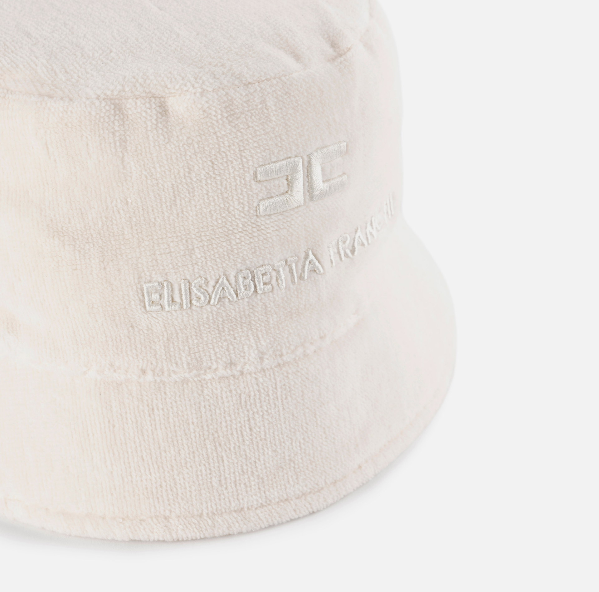 Bucket hat made of cotton terry with logo | Elisabetta Franchi® Outlet
